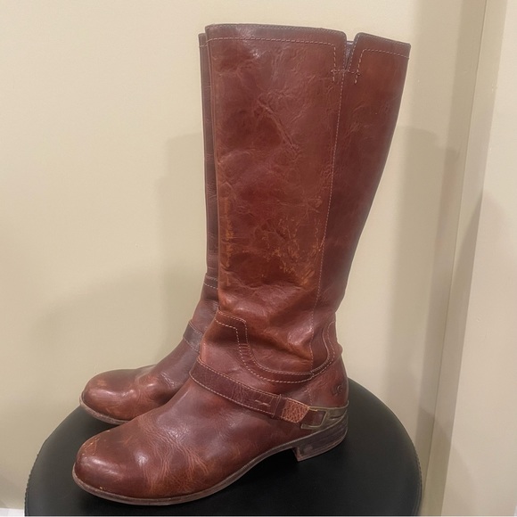 UGG | Shoes | Ugg Tall Zip Riding Boots Channing Brown Leather Metal ...